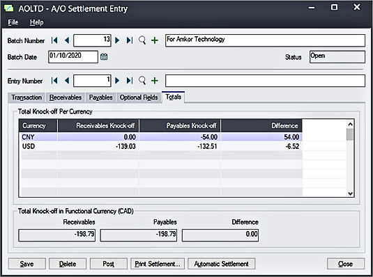 Sage 300 AR-AP Settlements