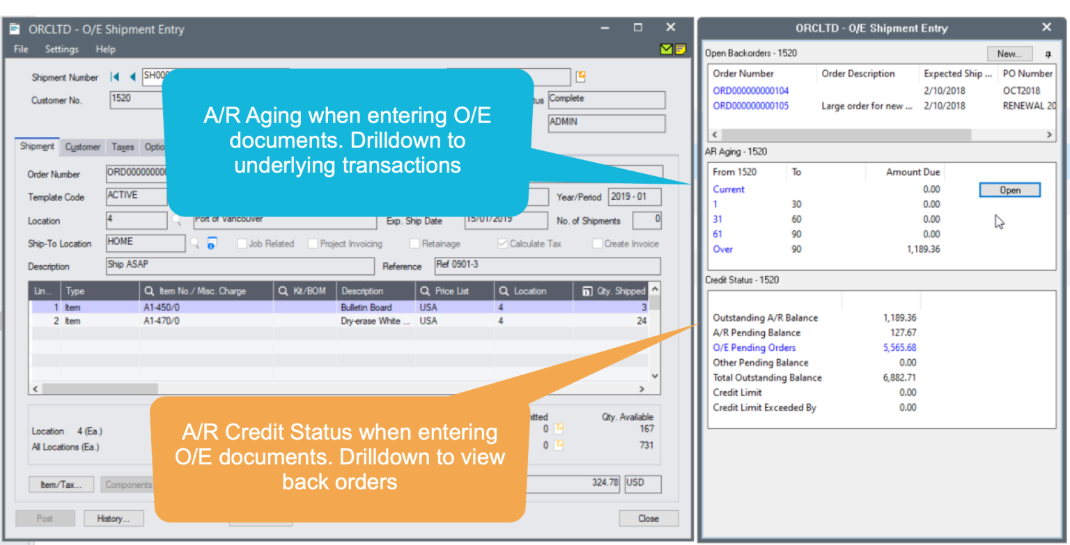 Sage 300 A/R Aging displayed in Notes - Acute Data Systems