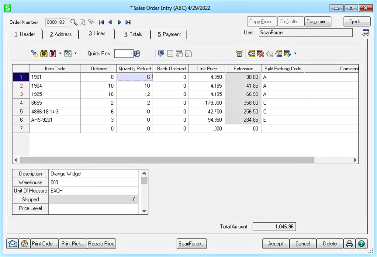 Sage 100 Sales Order Picking