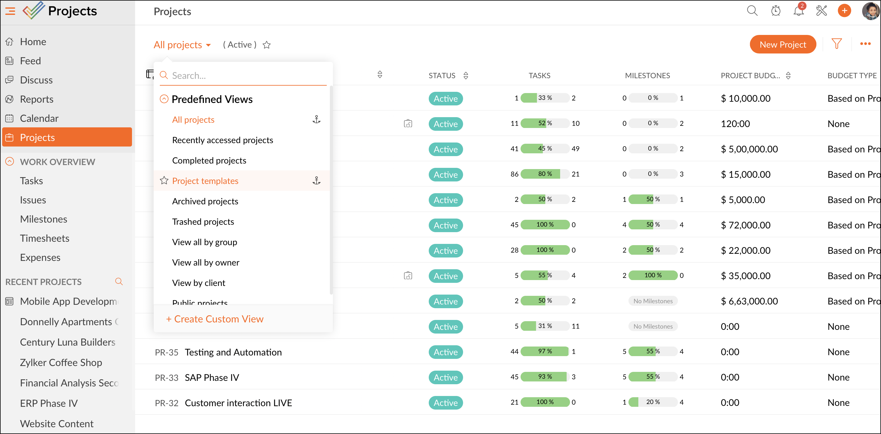 Zoho Projects Create A Project Template