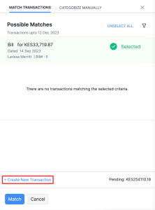 Zoho Books - Match Transactions