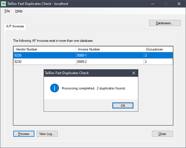 Sage 300 Fast Duplicate Check