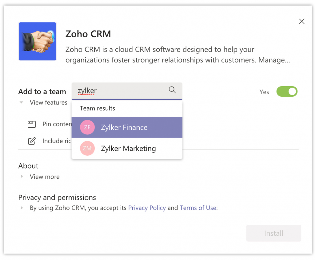 Zoho CRM - How to integrate with Microsoft Teams