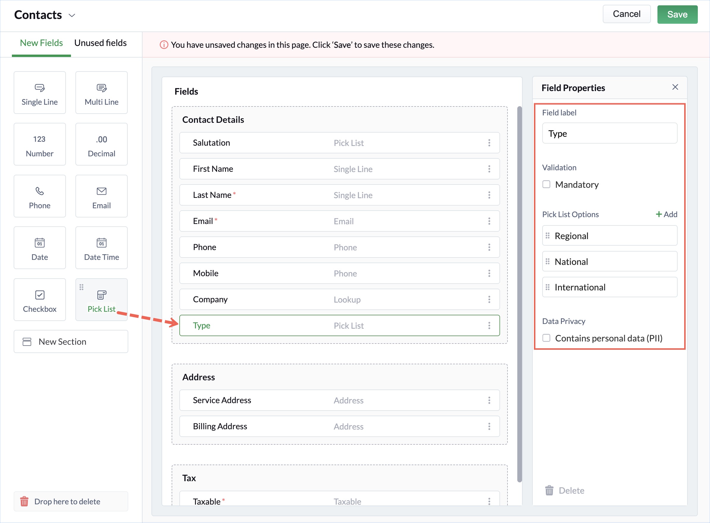 Zoho FSM - How to use Pick Lists