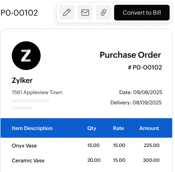 Zoho Books Purchase Orders